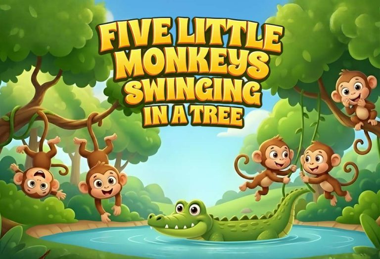 Five Little Monkeys Swinging in a Tree Lyrics - Nursery Rhyme & Song