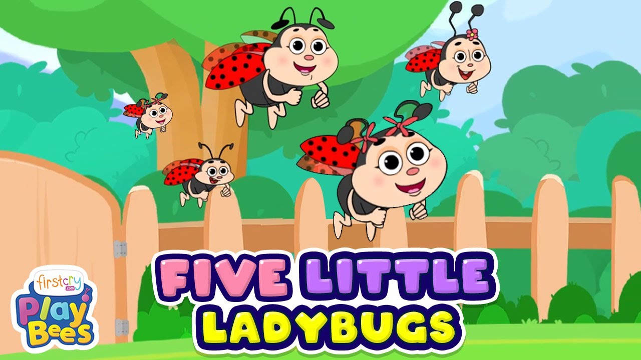 Five Little Ladybugs Video | Nursery Rhyme with Lyrics for Kids