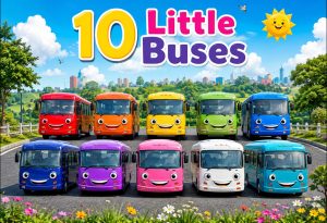 10 Little Buses Lyrics - Nursery Rhyme & Song