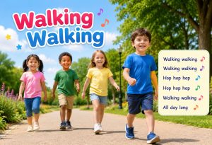 Walking Walking Lyrics - Nursery Rhyme & Song